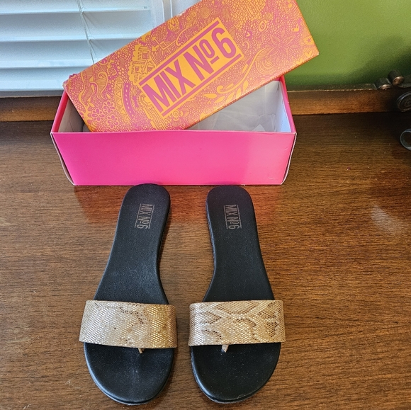Mix No. 6 | Shoes | Mix No 6 Gold Slides Sandals | Poshmark
